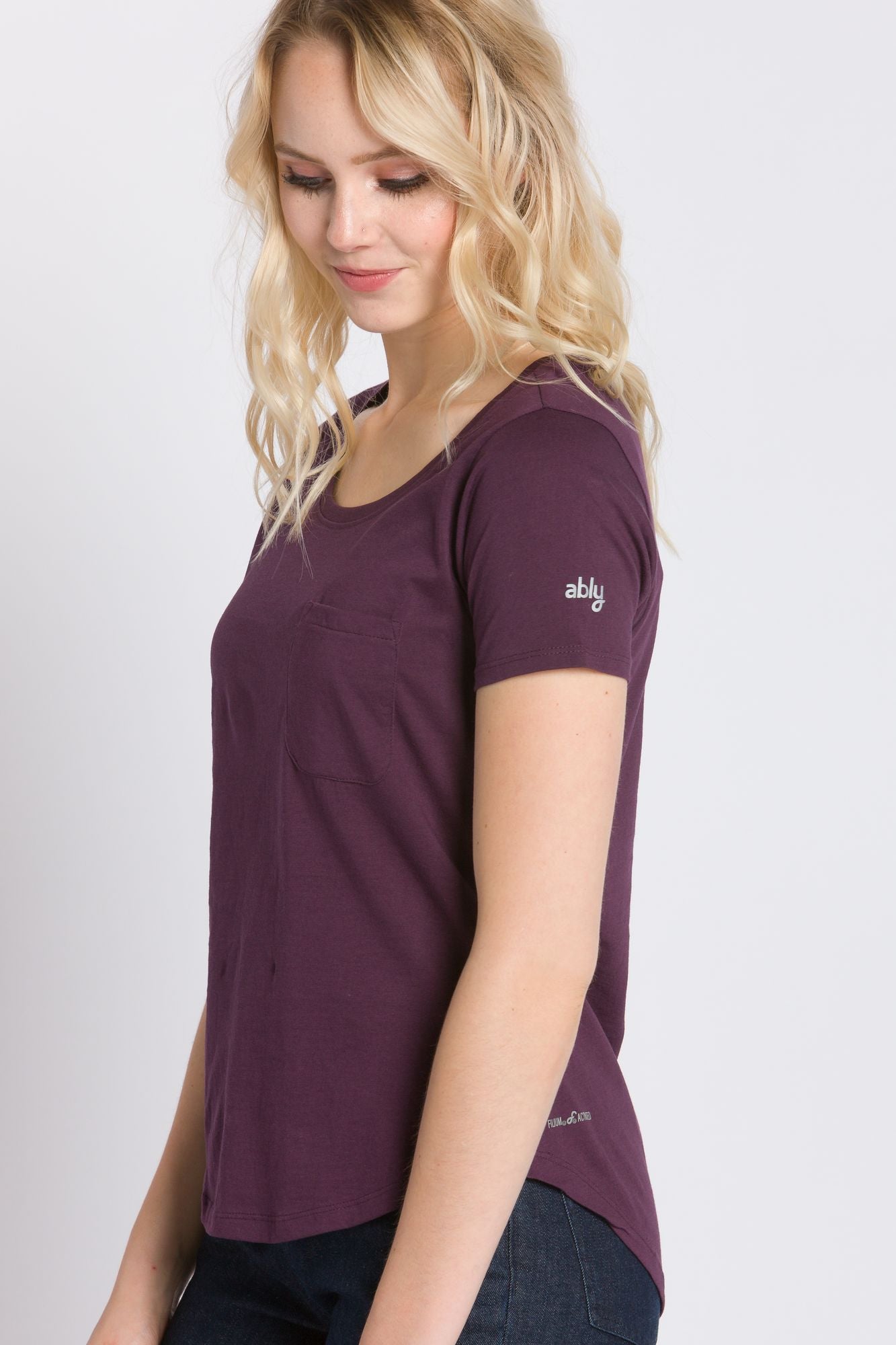 Polly | Women's Anti-Stain Dropped Neckline Tee – Ably Apparel